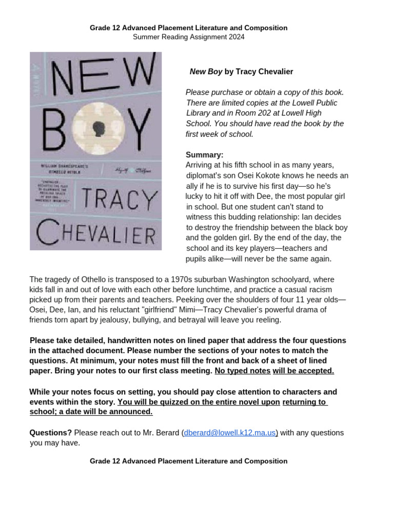 AP Lit Summer Assignment 2024 | PDF