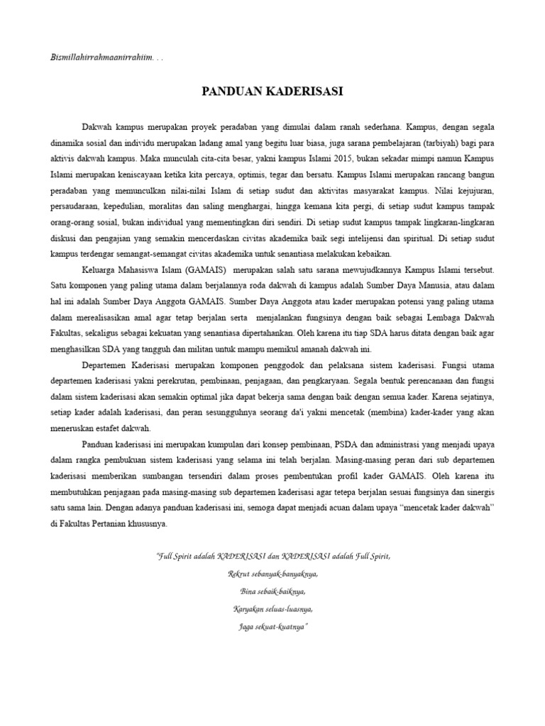 Panduan Kaderisasi PDF | PDF