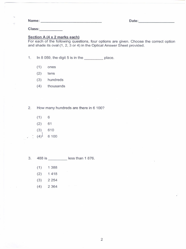 Primary School Math Paper | PDF