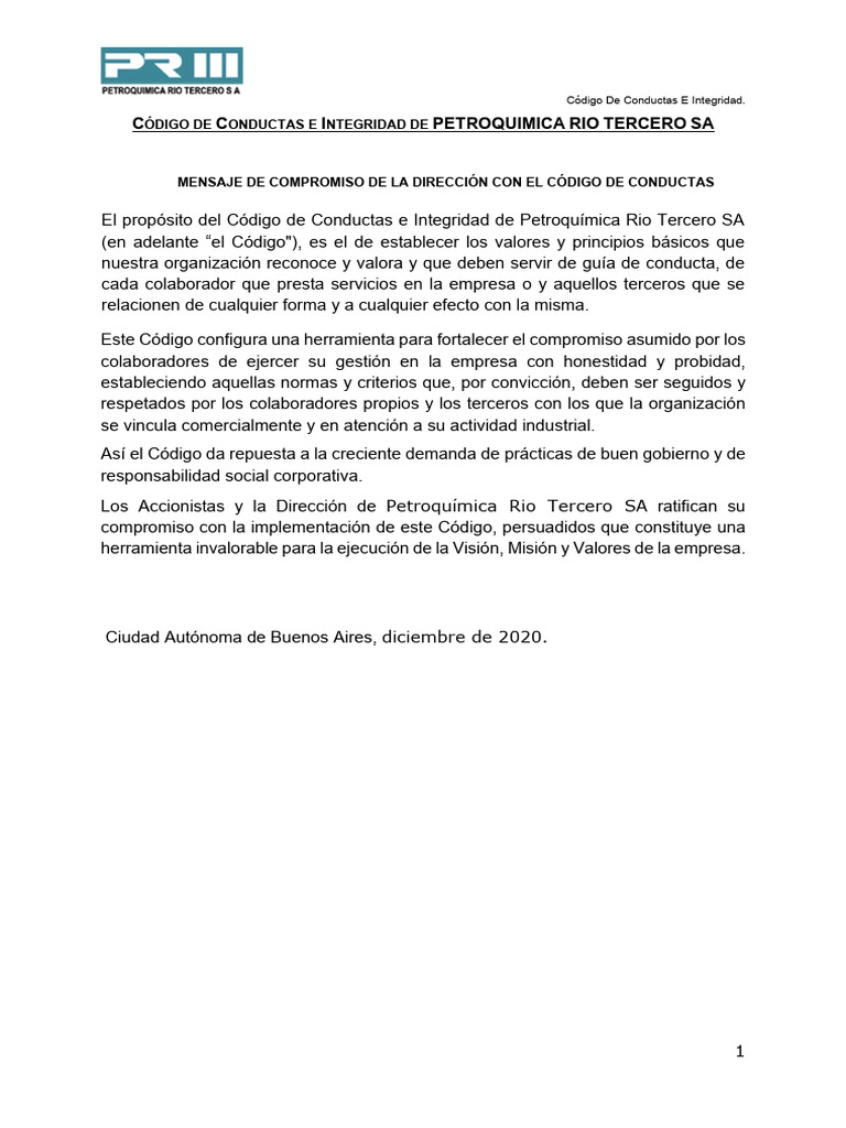 PR3 Código de Conductas v. Final Con Logo | PDF | Business | Calidad ...