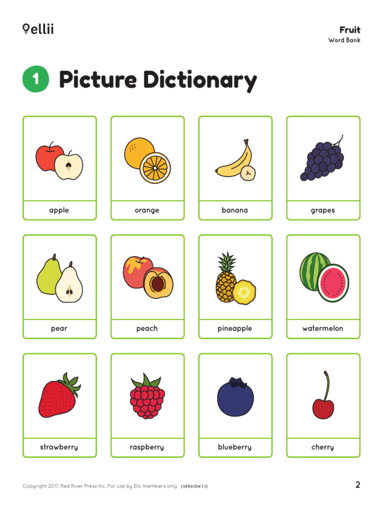 Fruit - Word Bank - Ellii | PDF