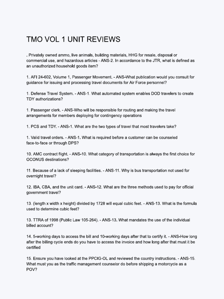 Tmo Vol 1 Unit Reviews | PDF