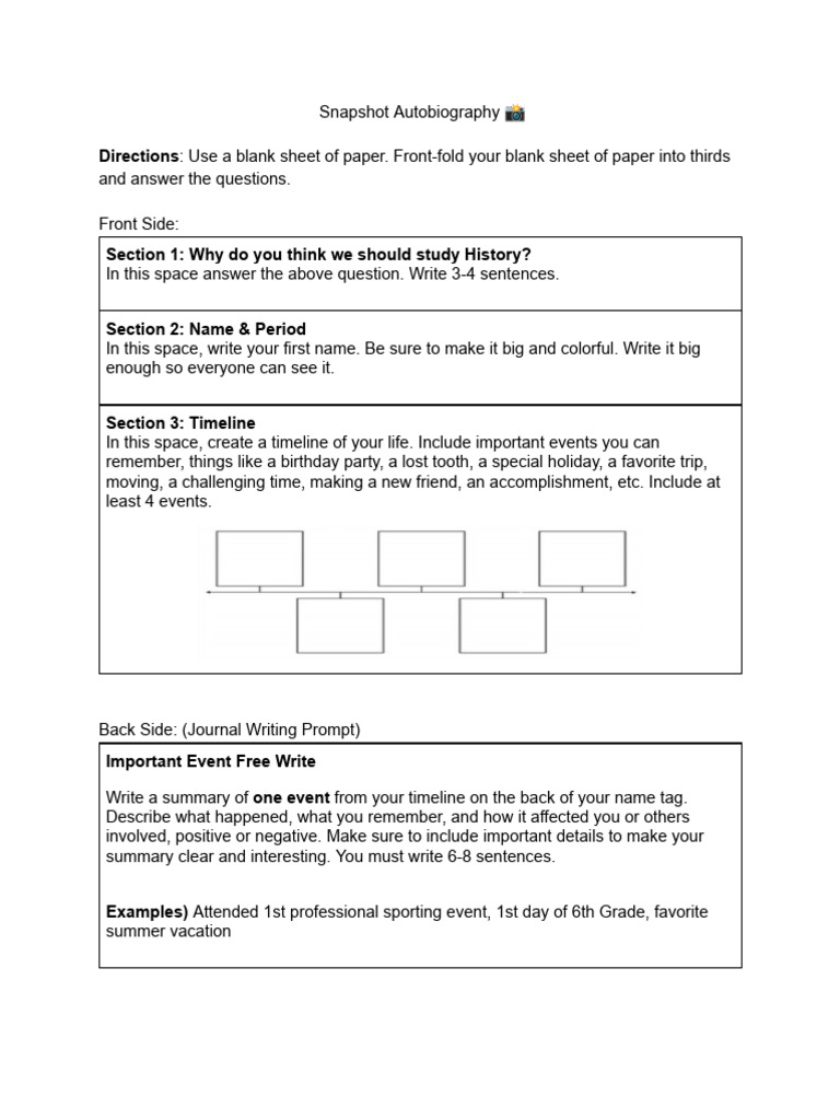 Snapshot Autobiography ? | PDF