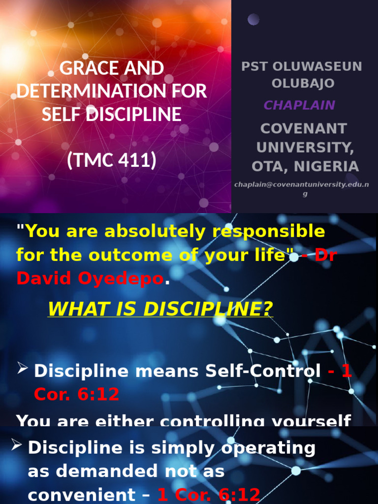 TMC411 Grace and Determination for Self Discipline | PDF | Disciplines ...