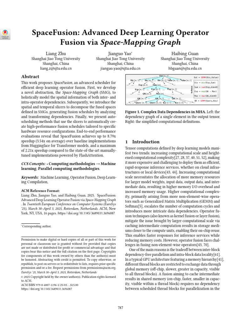 SpaceFusion - Advanced Deep Learning Operator | PDF | Tensor | Cache (Computing)