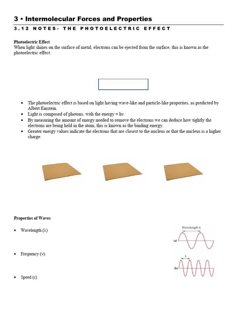 Photoelectric Effect in AP Chemistry | PDF | Spectral Line | Emission ...