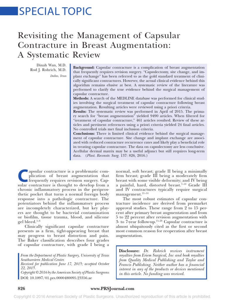 Revisiting Management of Capsular Contracture in Breast Augmentation ...