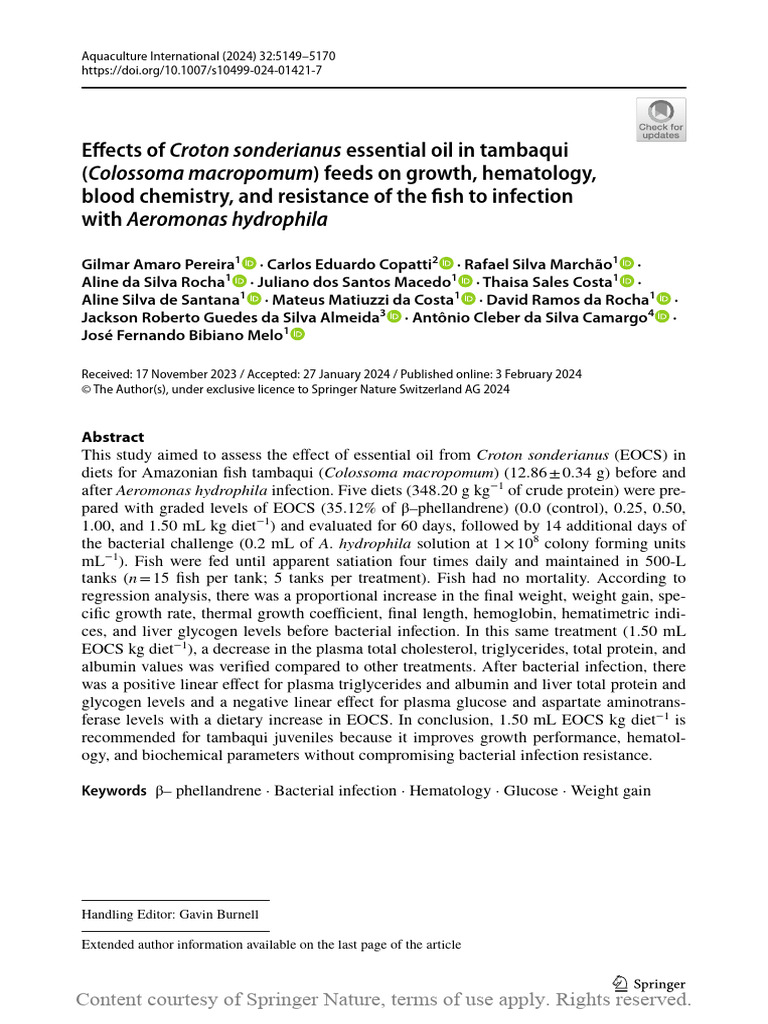 Croton Oil Enhances Tambaqui Growth | PDF | Gas Chromatography