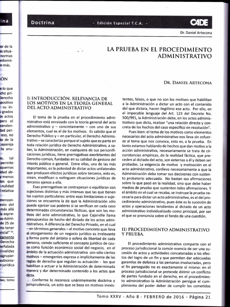 La Prueba en El Procedimiento Administrativo | PDF | Verdad | Separación de poderes