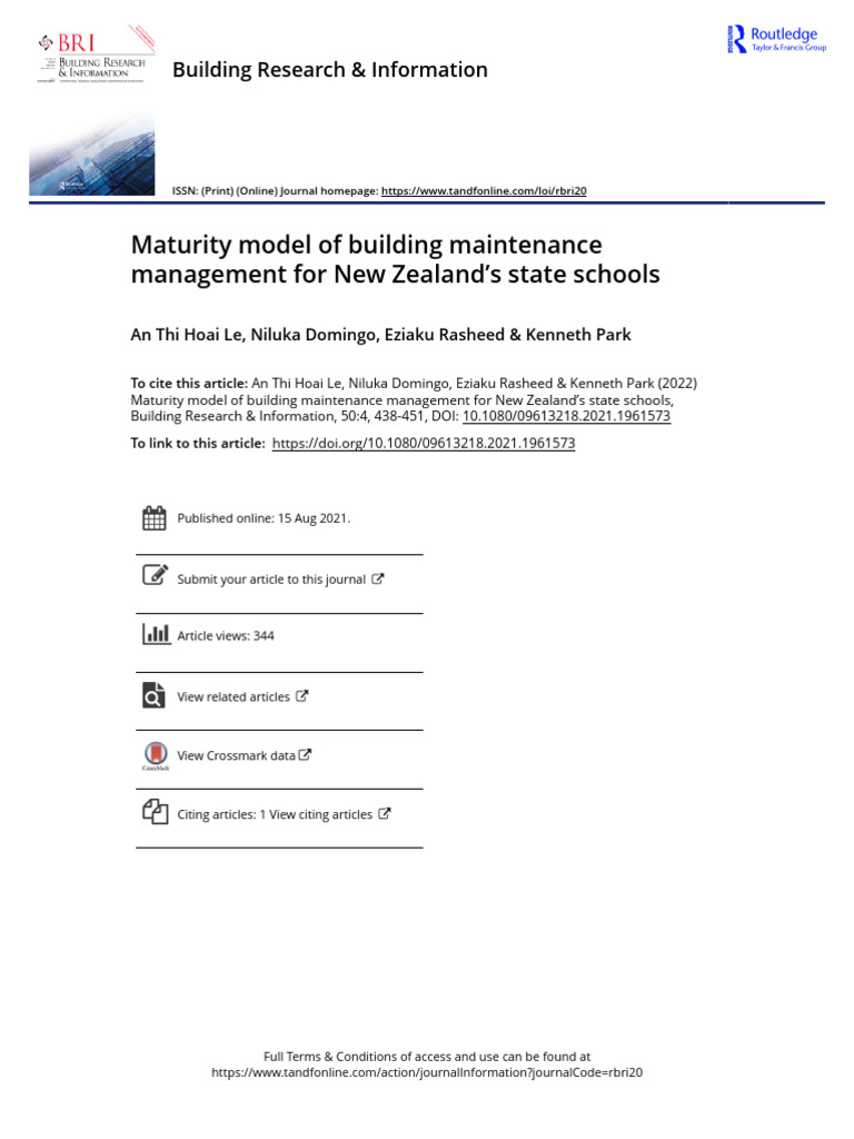 Maturity model of building maintenance management for New Zealand s ...