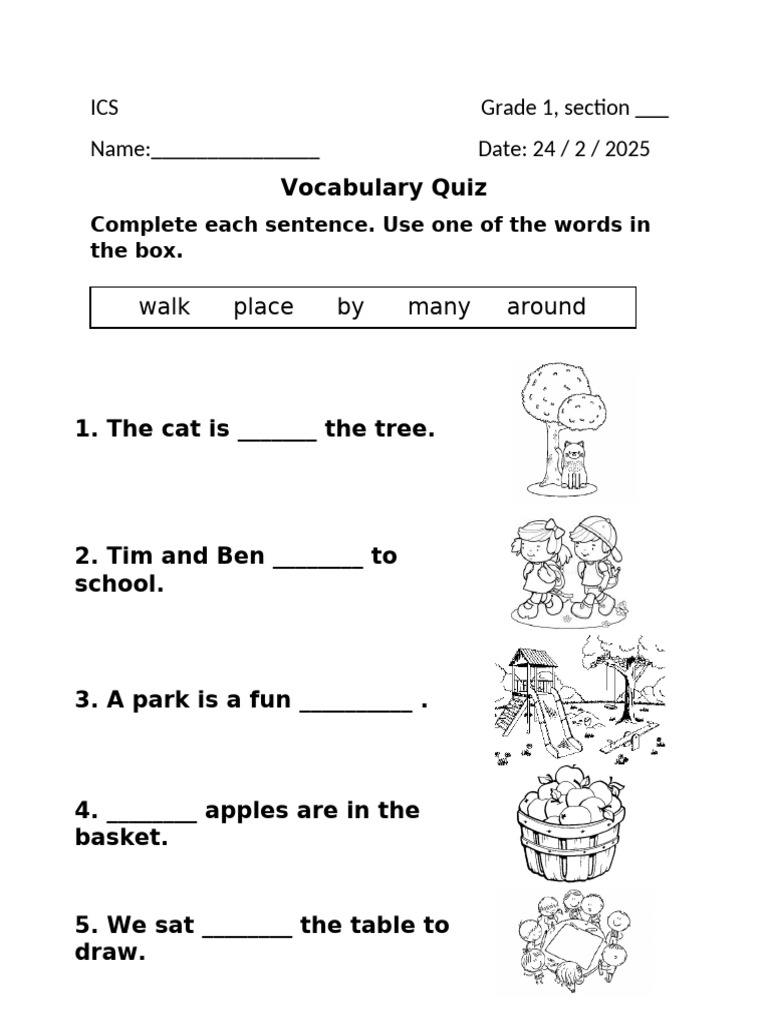 Ics Grade 1, Section - Name: - Date: 24 / 2 / 2025 | PDF