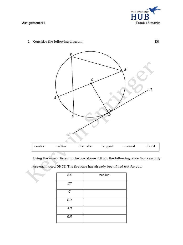 Assignment 41 - Circle Geometry | PDF | Circle | Angle