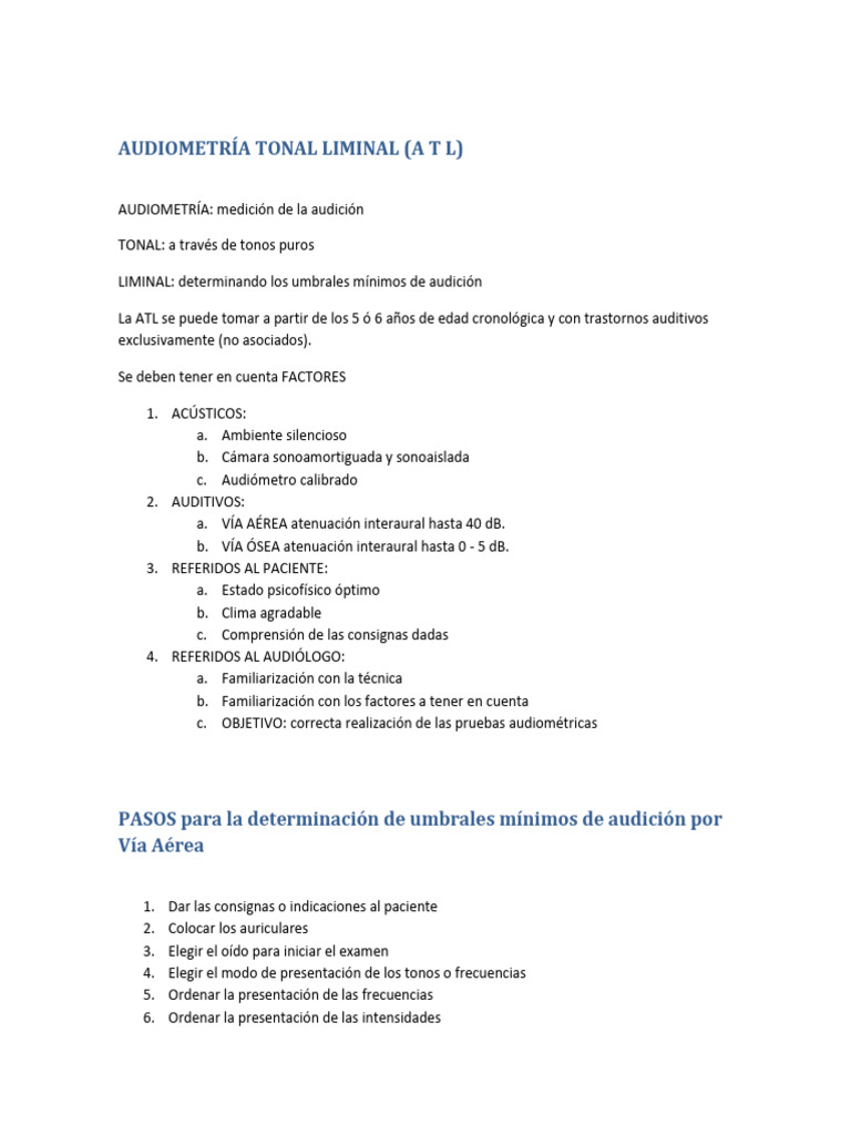 Audiometría Tonal Liminal 2020 | PDF