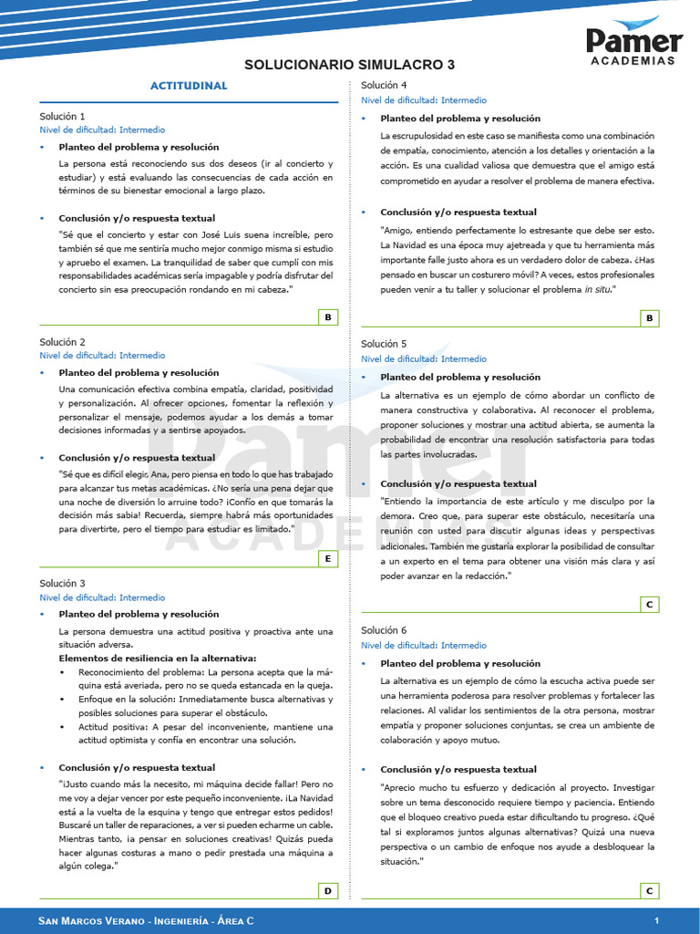 Solucionario Eti - Sem 3 - Area C | PDF | Empatía | Sicología