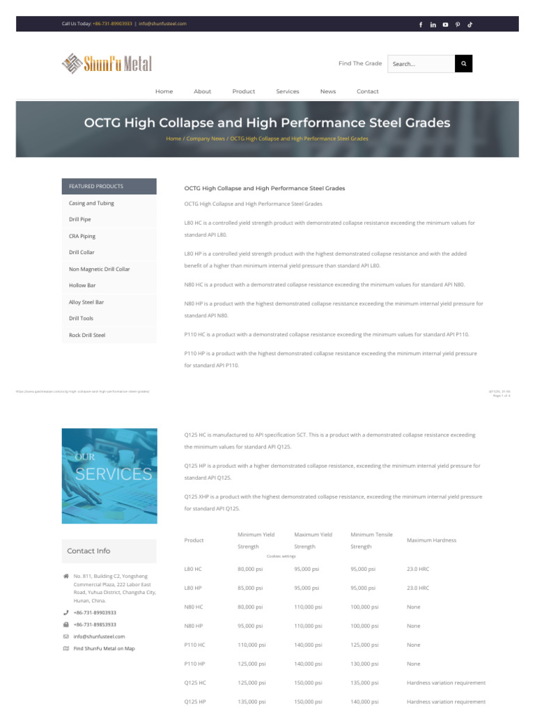 OCTG High Collapse Steel Grades Overview | PDF | Steel | Metals