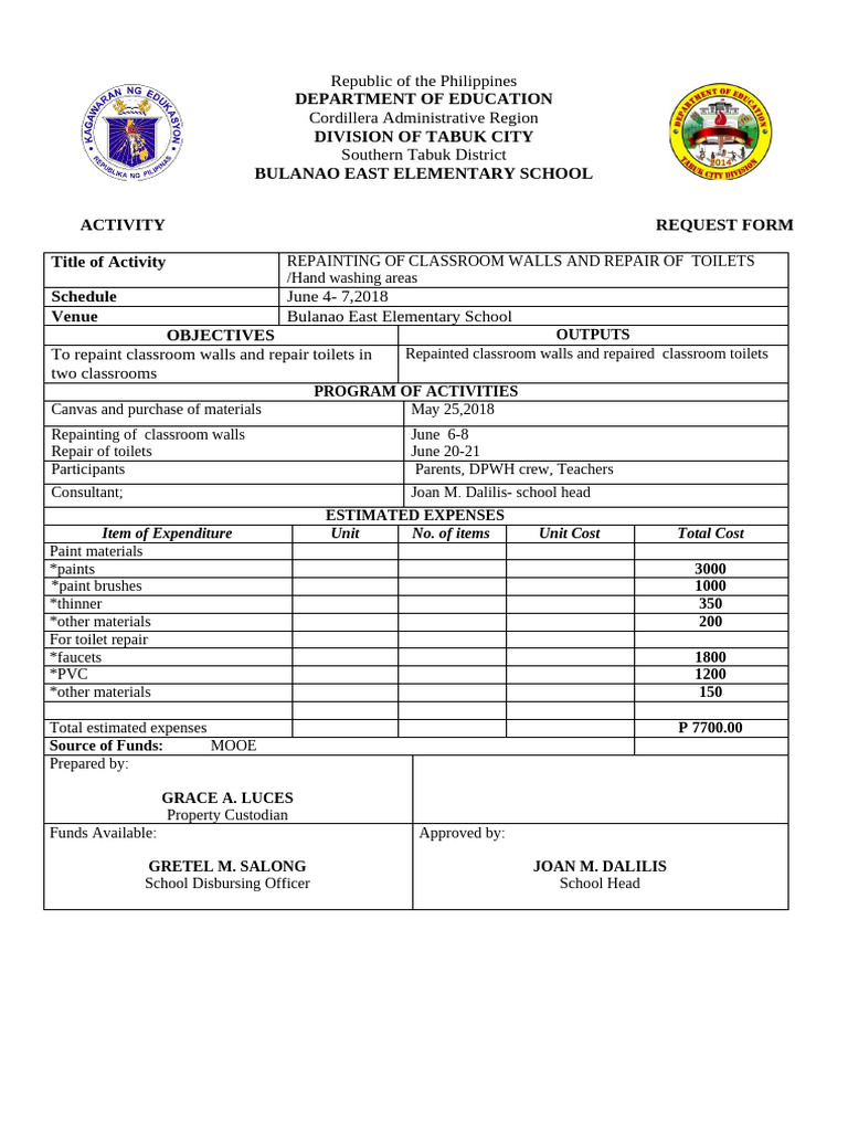 ACTIVITY REQUEST For - Repainting | PDF
