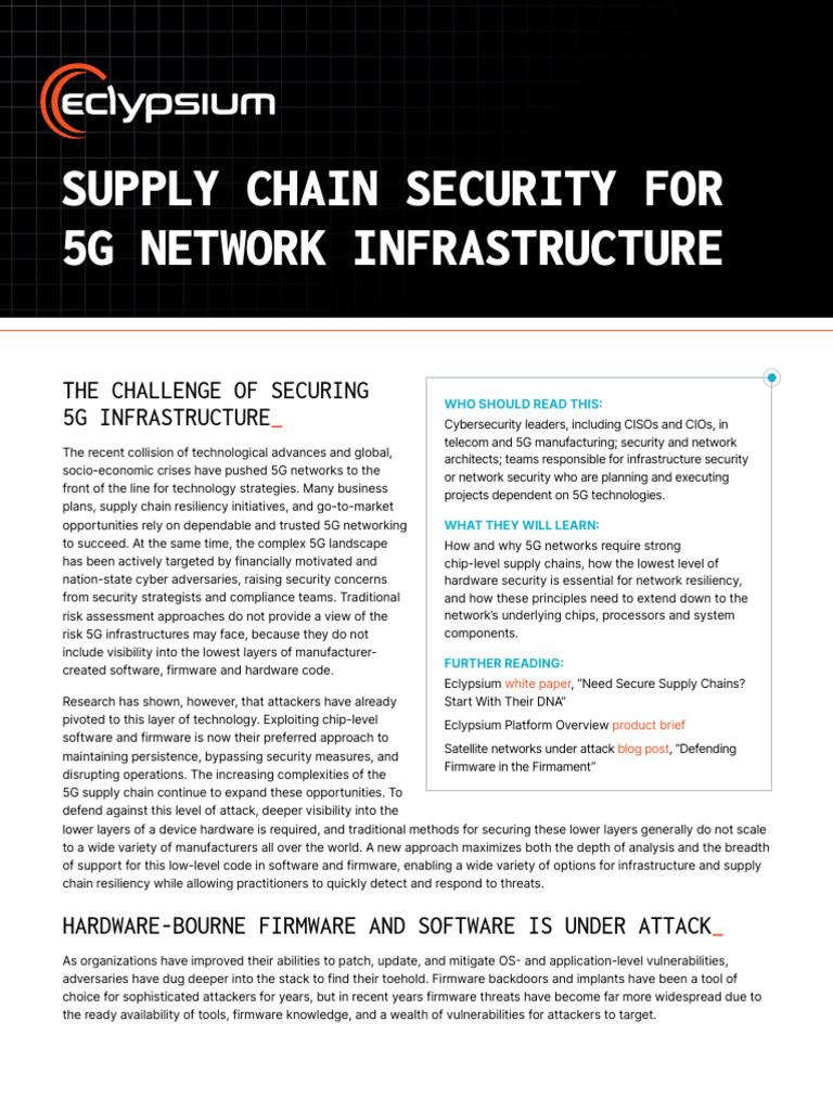Supply Chain Security For 5G Networks | PDF | Computer Security | Security