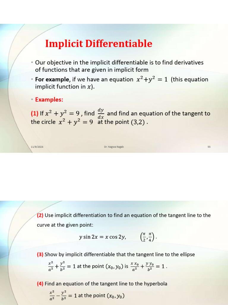 Lecture - 5 | PDF | Tangent | Equations