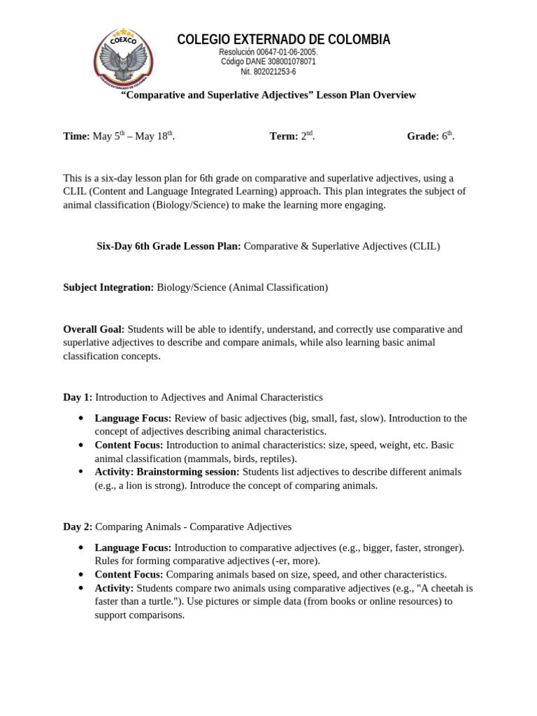 Comparative Adjectives in Animal Classifications | PDF | Adjective ...