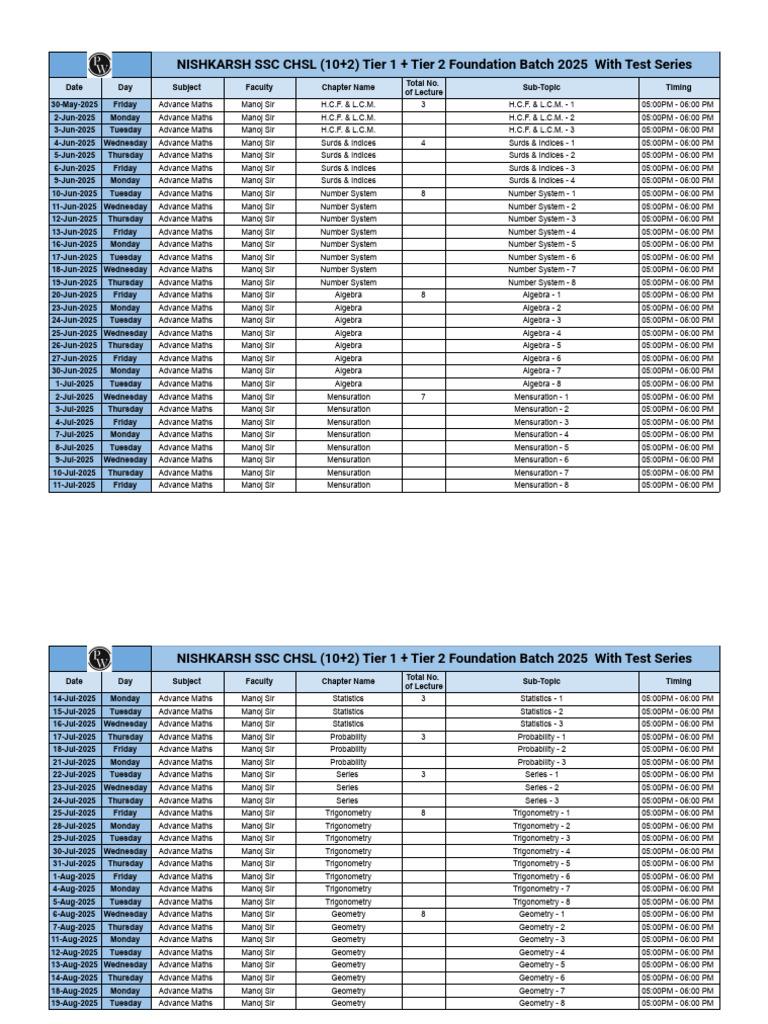 Advance - Maths Lecture Planner - PDF Only | PDF | Mathematics | Science