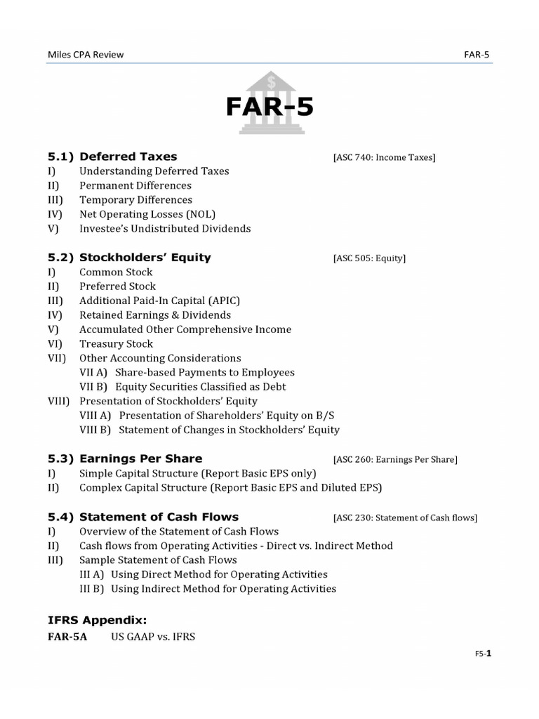 MILES FAR 5 Deferred Tax, SHE and Cash Flow | PDF