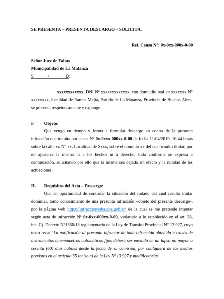 DESCARGO MULTA 2 Modelo | PDF | Justicia | Crimen y violencia