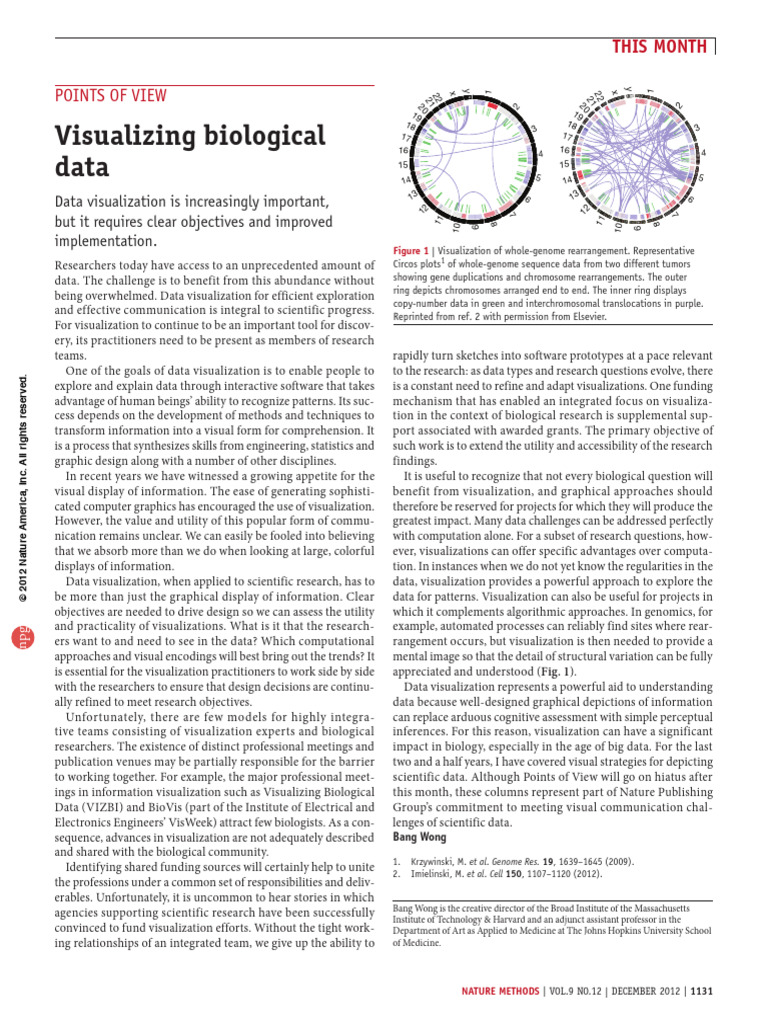 2012 - Wong - Visualizing Biological Data (Feature) | PDF | Information | Data