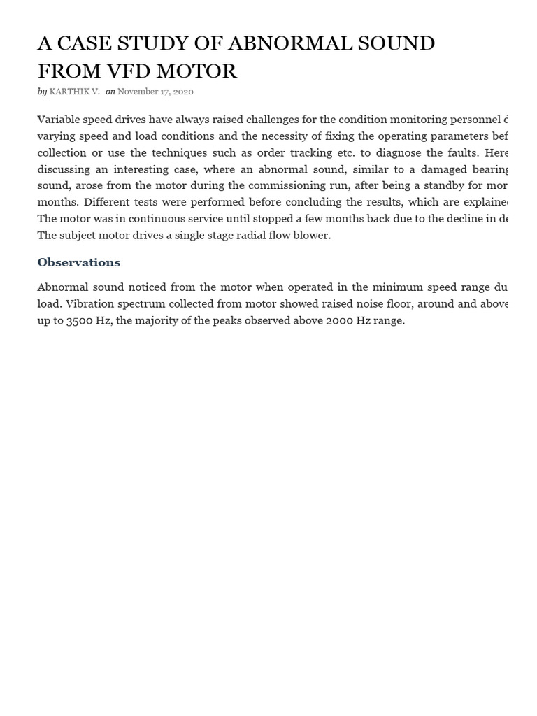 Case study_ Abnormal sound from VFD motor | PDF | Electronic Engineering | Electrical Engineering