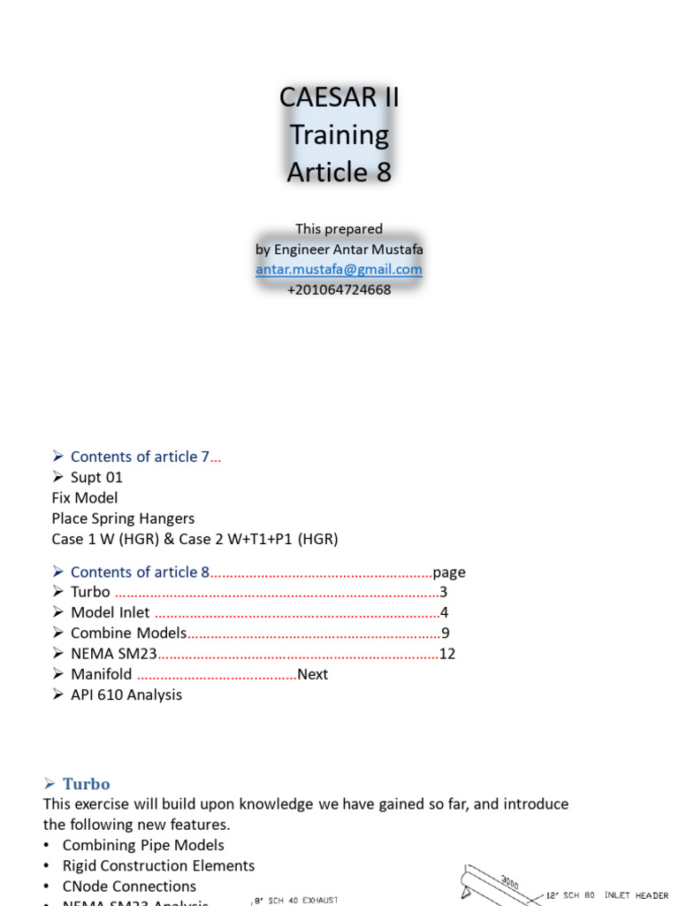 CAESAR II Training Article 8 Turbo Written by Eng. Antar | PDF | Thermal Expansion | Turbocharger