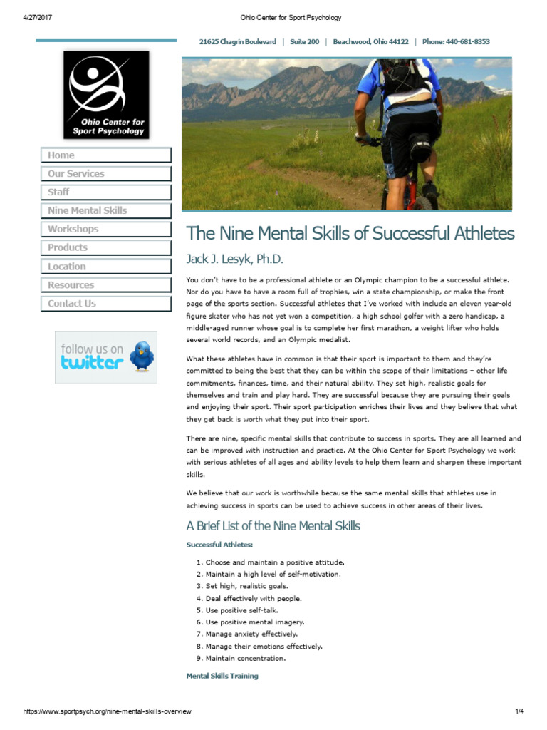 Nine Mental Skills for Athletes | PDF | Anxiety | Attitude (Psychology)