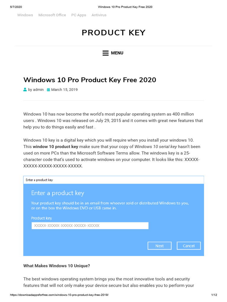 Windows 10 Pro Product Key Free 2020 | PDF | Windows 10 | Microsoft Windows