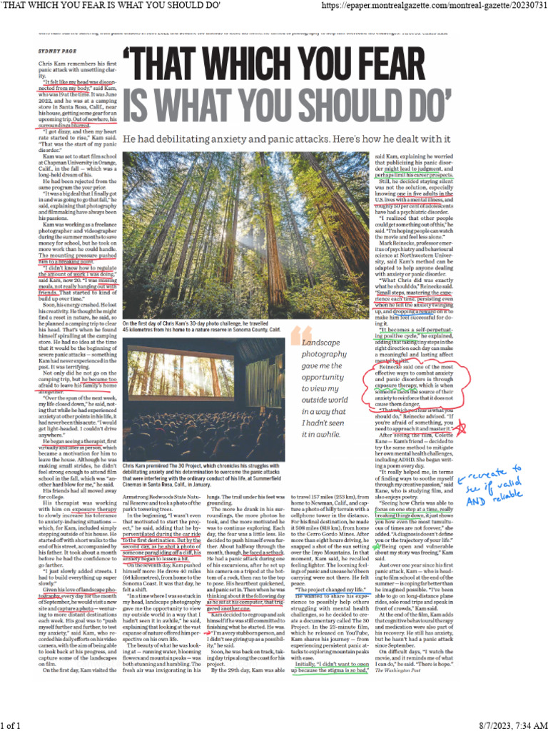 That Which You Fear Is What You Should Do | PDF