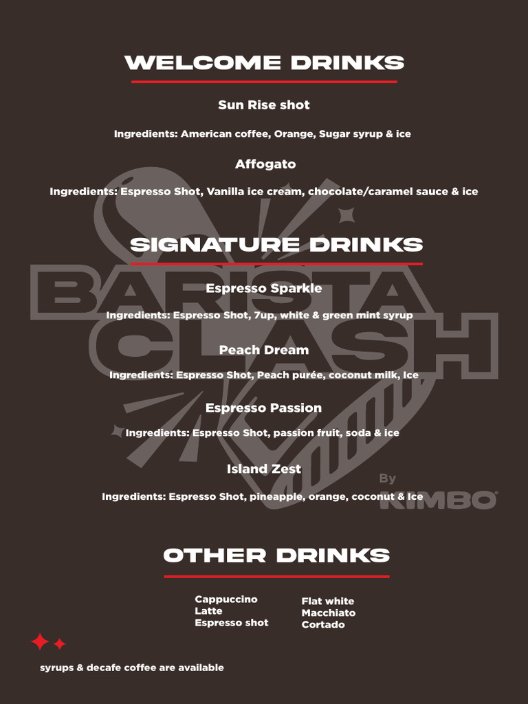 Barista Menu: Signature & Welcome Drinks | PDF