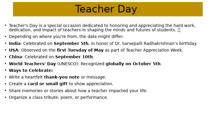 Teacher Day | PDF