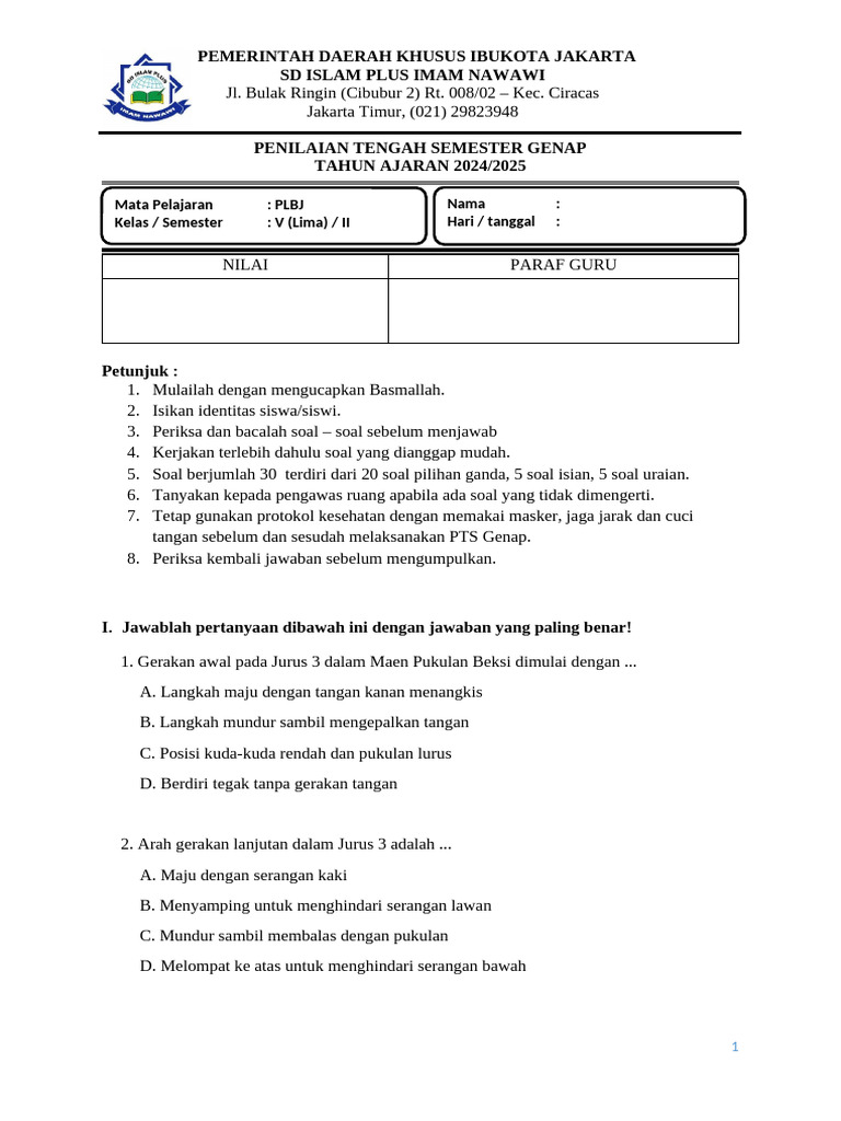 Soal PLBJ Kelas 5 | PDF