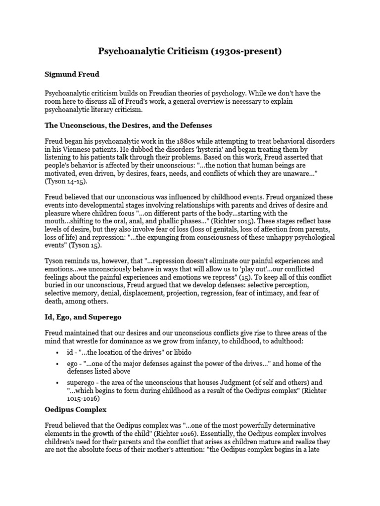 Psychoanalytic Criticism | PDF | Oedipus Complex | Psychoanalysis