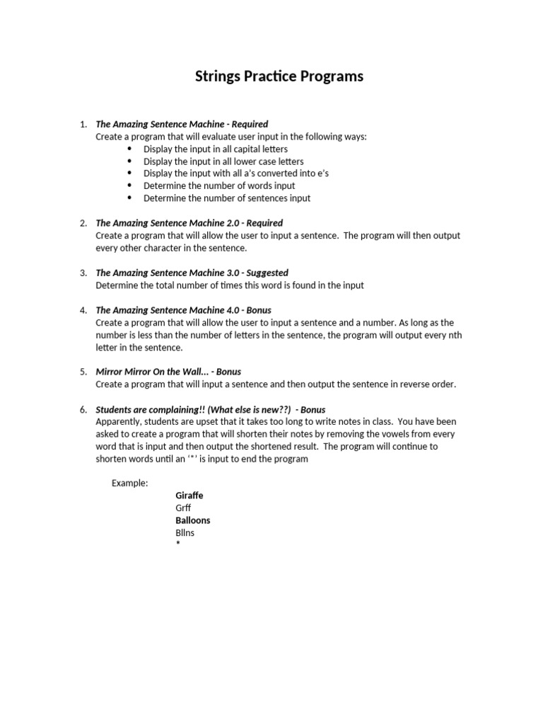 Practice Assignment 3 - Strings | PDF