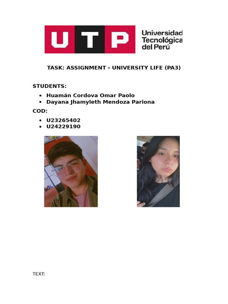Task Assignment University Life Pa3 | PDF