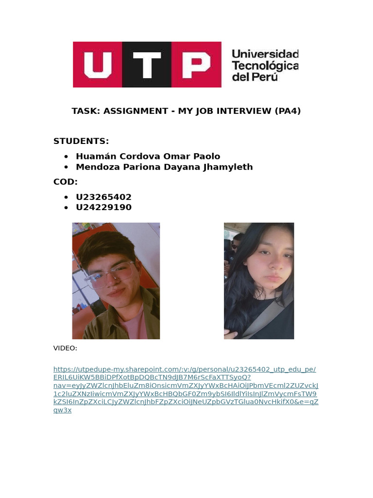 Task Assignment My Job Interview Pa4 | PDF