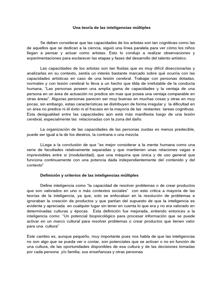 Gardner Cap 3 | PDF | Inteligencia | Cerebro