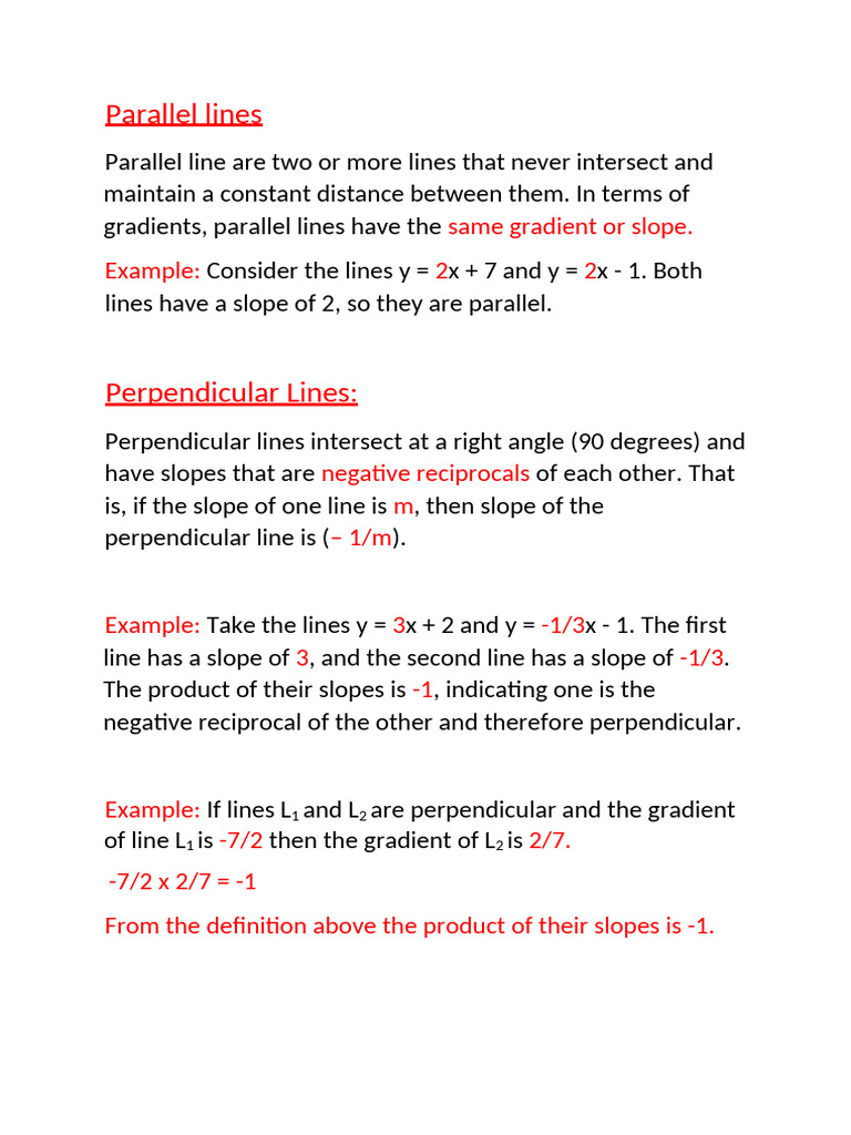 Parallel and Perpendicular Lines | PDF