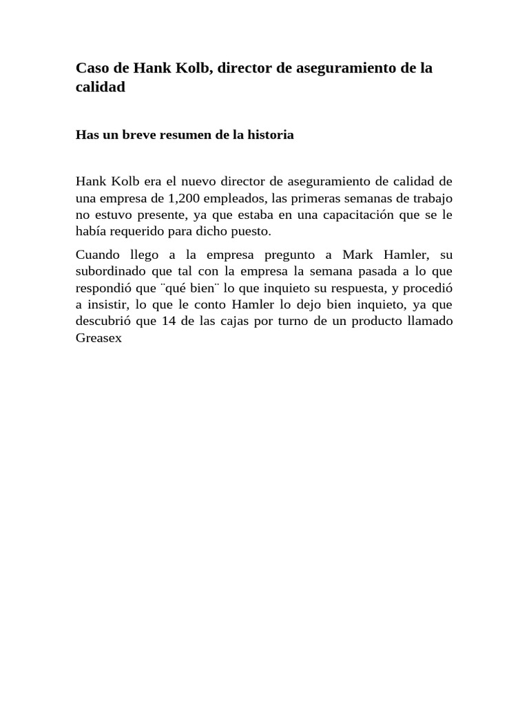 Caso de Hank Kolb | PDF