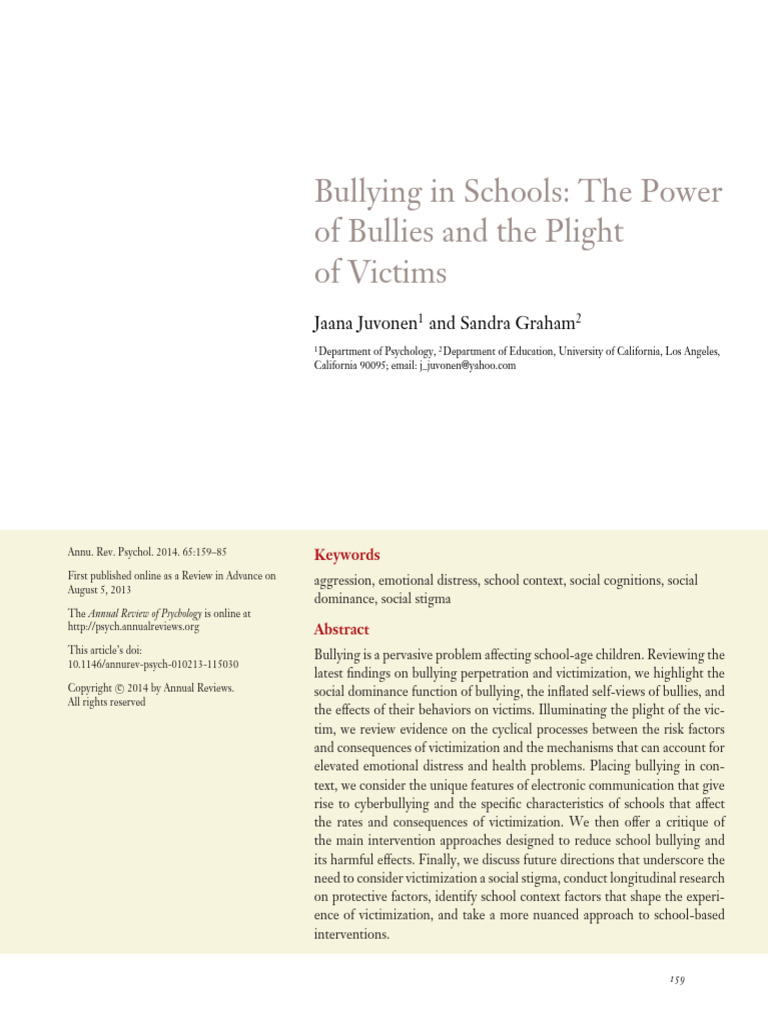Bullying in School The Power of Bullies | PDF | Bullying | Aggression