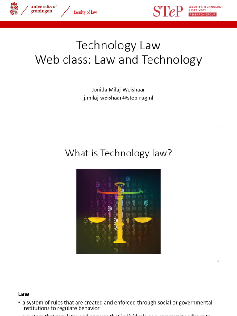 Technology Law Web Lecture 1 | PDF