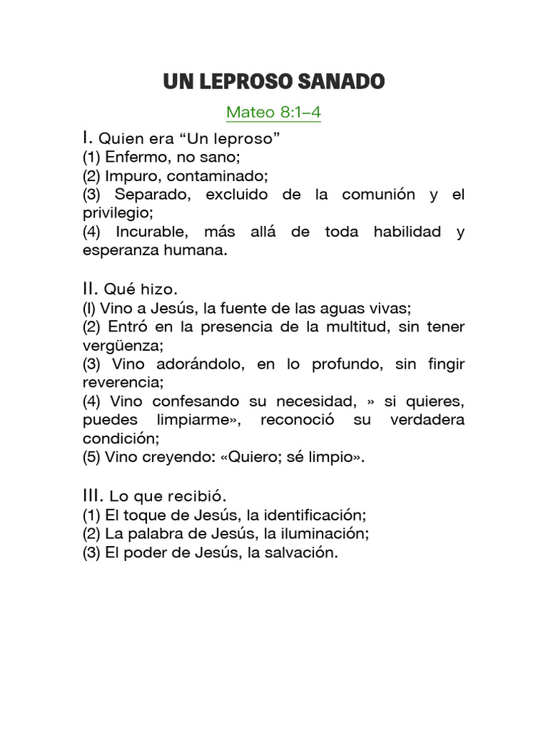 Un Leproso Sanado | PDF