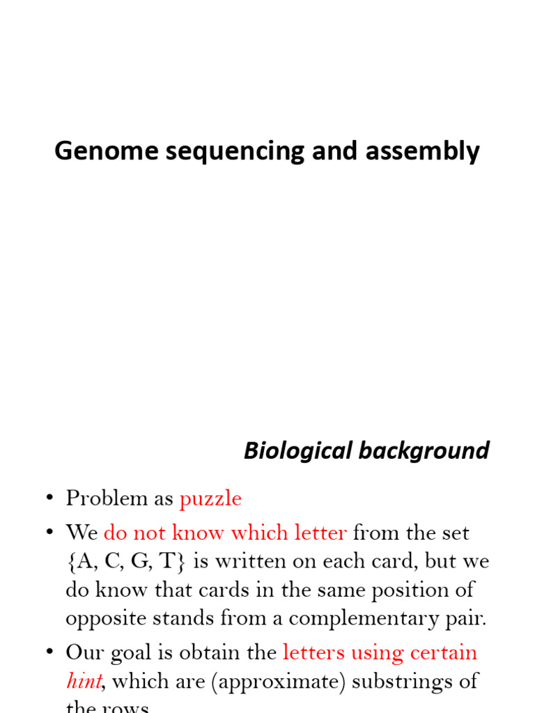 L16-Genome Sequencing and Assembly-3 | PDF | Genetics | Health Sciences