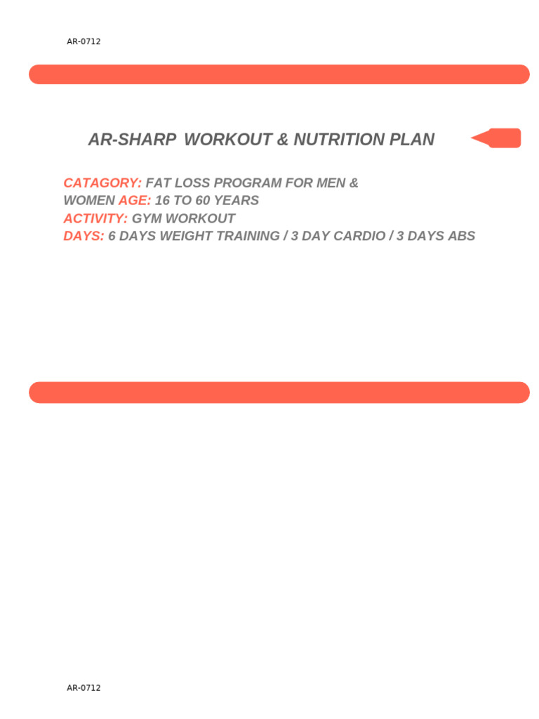 Sharp Workout & Nutrition Plan Guide | PDF | Calorie | Management Of ...