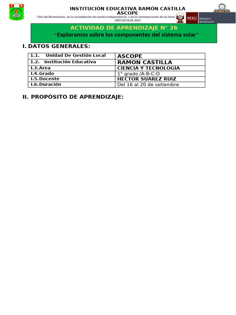 Sesion 26 - Uda 6 - Primer Grado | PDF | Estrellas | Asteroide
