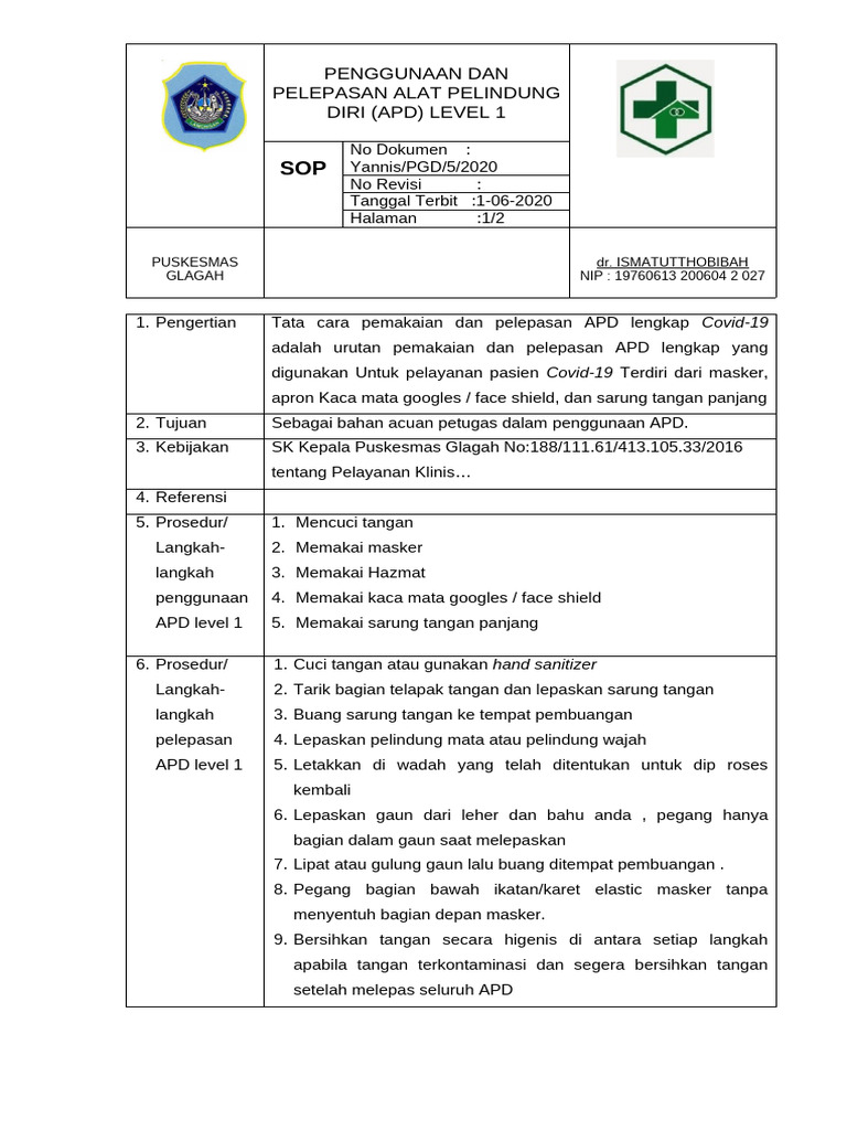 Sop Apd Level 1 | PDF