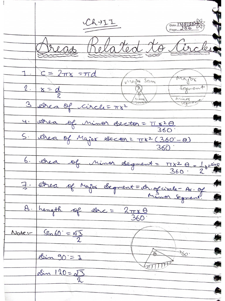 Class-10'B' Subject-Mathematics (Topic-Area Related To Circle) | PDF